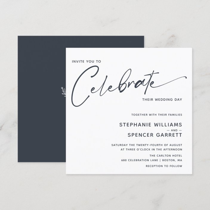 Simple Minimal Modern Script Wedding Invitation | Zazzle.com