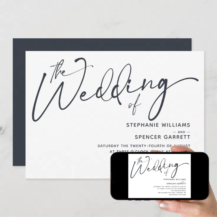 Simple Minimal Modern Script Wedding Invitation | Zazzle