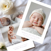simple minimal photo collage modern baby birth announcement | Zazzle