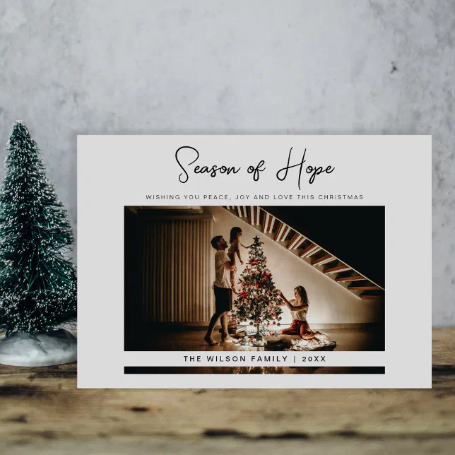 Simple Minimal Photo Holiday Christmas Card | Zazzle