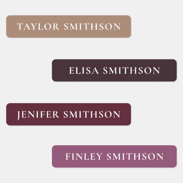 Simple Minimal Purple & Tan Add Your Name School Labels | Zazzle