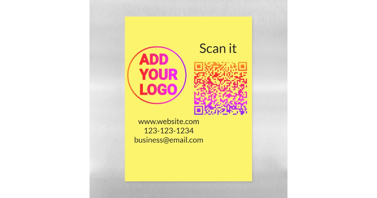 Simple minimal q r code add logo scan code name we magnetic dry erase ...