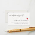 Simple Minimal Red Heart Script Wedding Website Enclosure Card | Zazzle