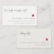 Simple Minimal Red Heart Script Wedding Website Enclosure Card | Zazzle