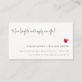 Simple Minimal Red Heart Script Wedding Website Enclosure Card | Zazzle