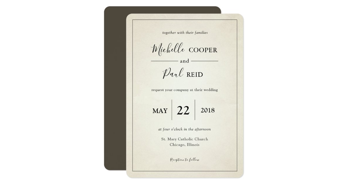 Simple Minimal Rustic Wedding Invitation | Zazzle.com