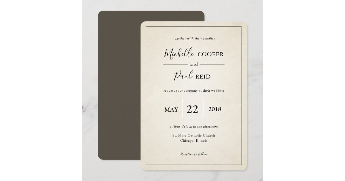 Simple Minimal Rustic Wedding Invitation | Zazzle