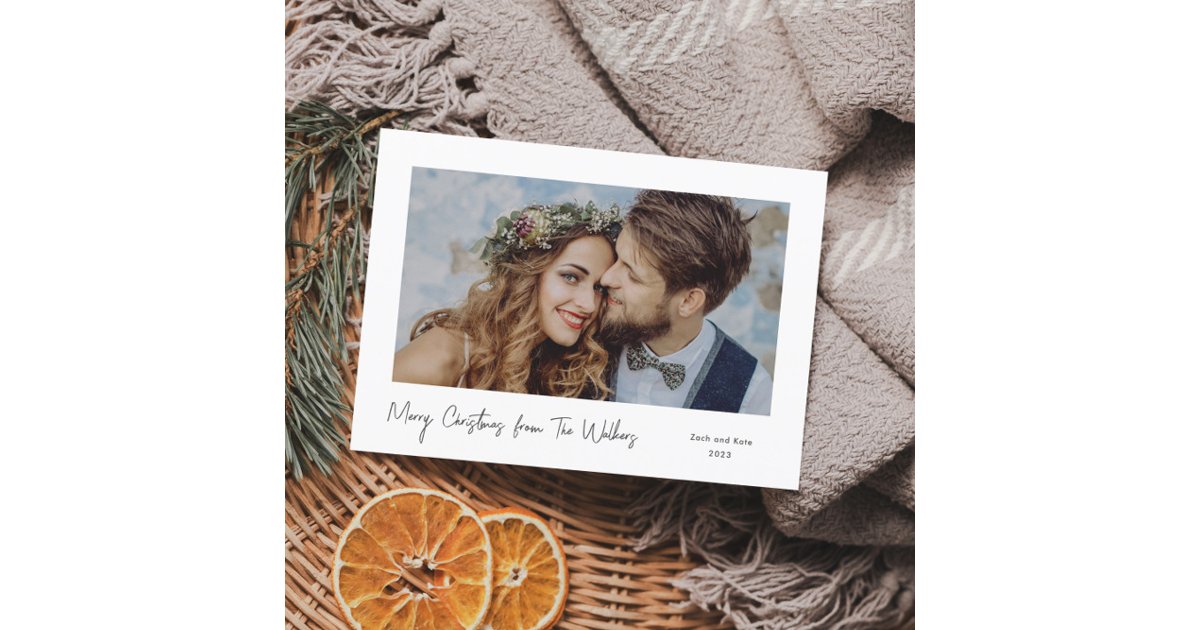 Simple Minimal Script Merry Christmas Holiday Card | Zazzle