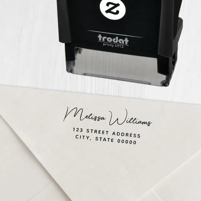 Simple Minimal Script Return Address Self-inking Stamp | Zazzle