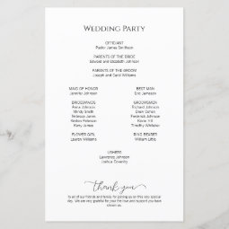 Simple Minimal Script Wedding Program | Zazzle