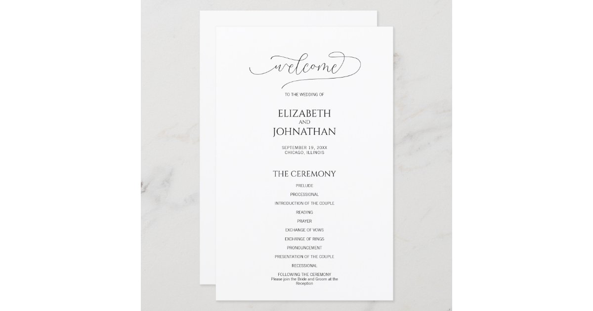 Simple Minimal Script Wedding Program | Zazzle
