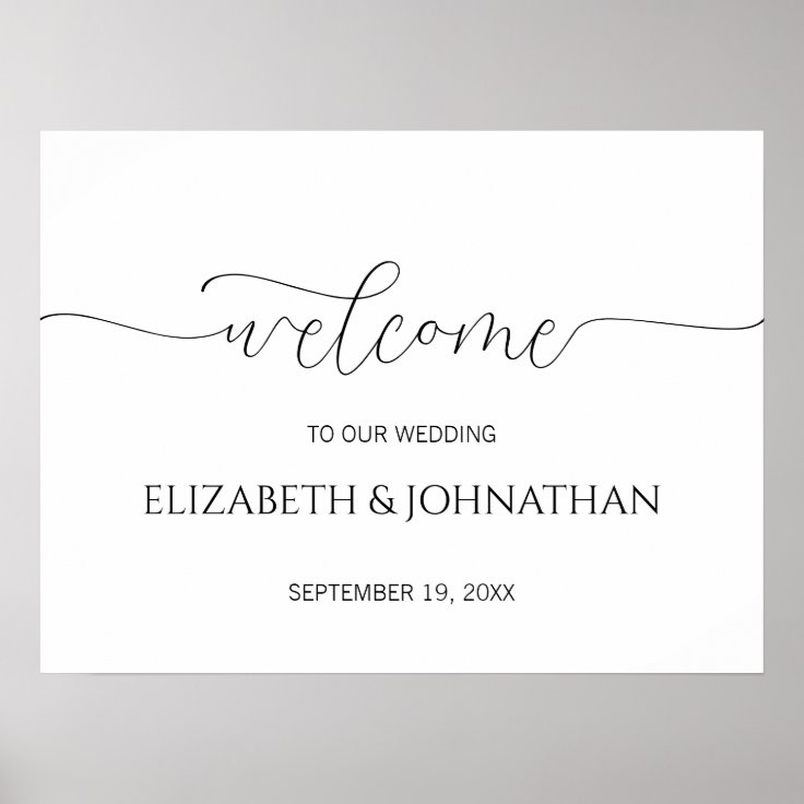Simple Minimal Script Wedding Welcome Sign | Zazzle
