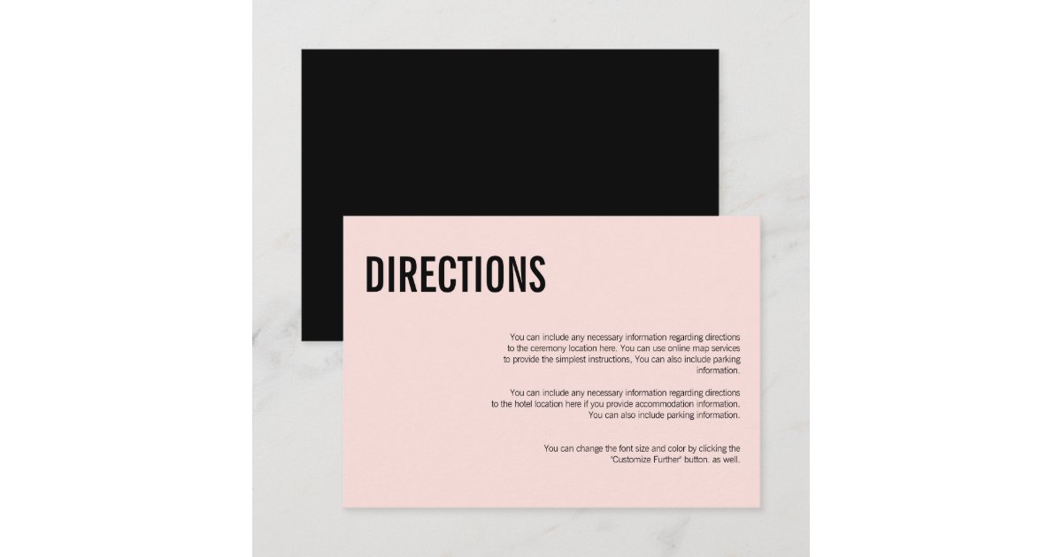 Simple Minimal Typography Wedding Directions Card | Zazzle
