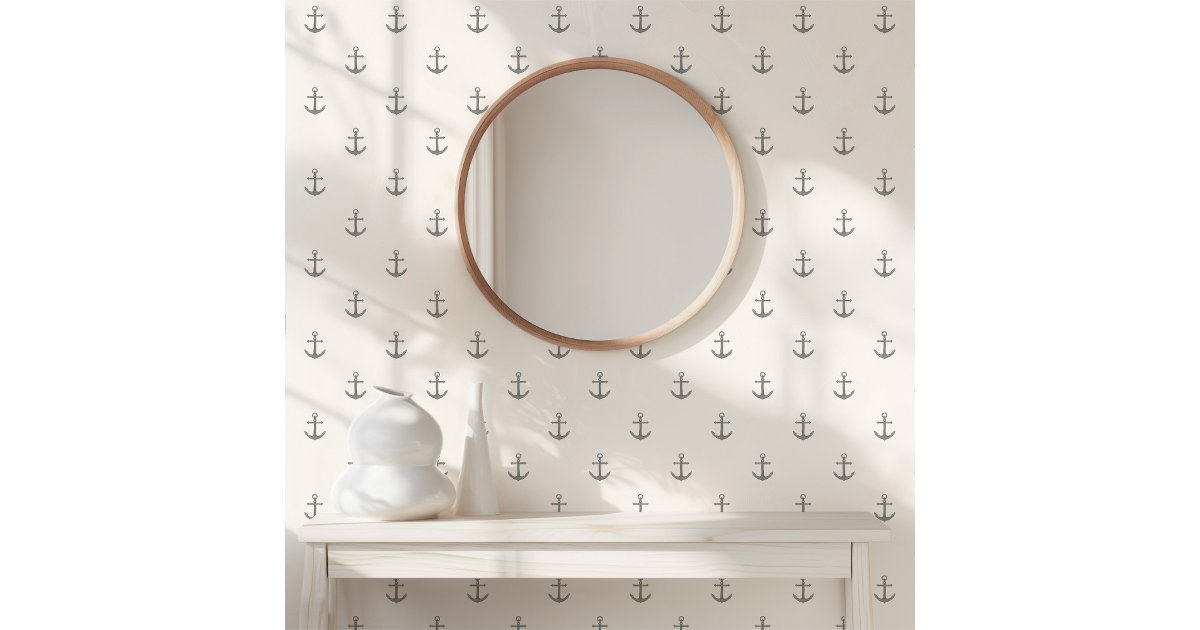 Simple Minimal Watercolor Anchors Nautical Gray Wallpaper | Zazzle