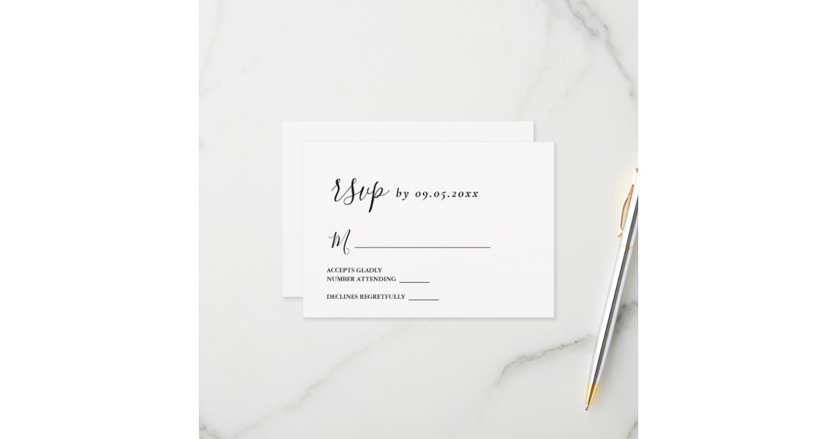 Simple Minimal Wedding Modern RSVP Card | Zazzle