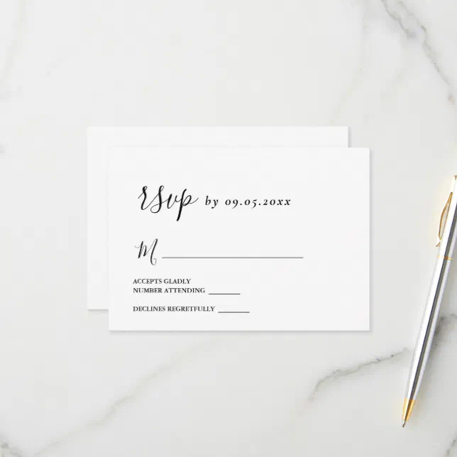 Simple Minimal Wedding Modern RSVP Card | Zazzle