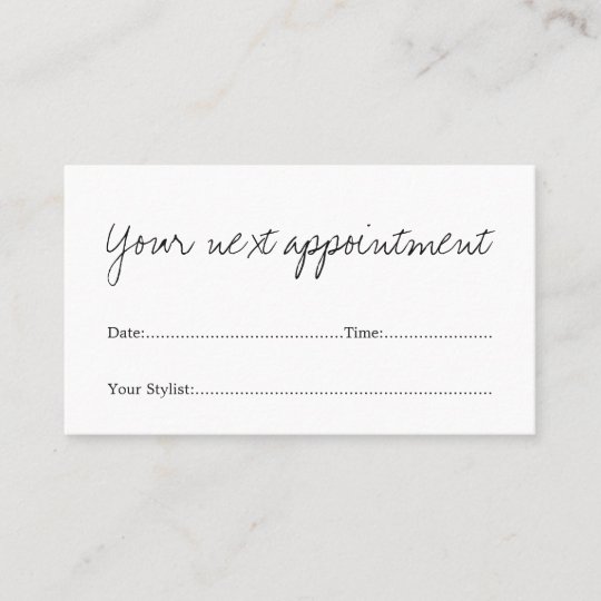Simple Minimal White Beauty Salon Appointment Card | Zazzle.com
