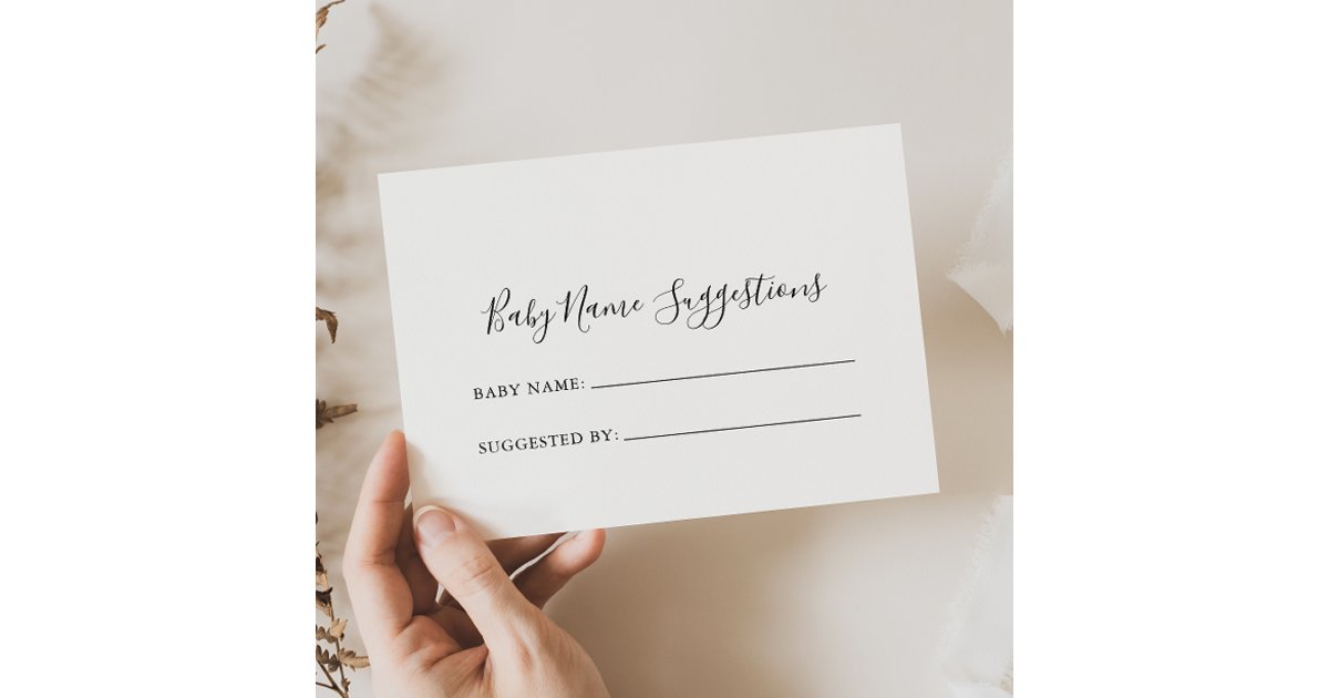 Simple Minimalist Baby Name Suggestions Card | Zazzle