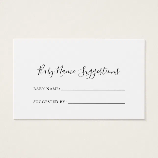 Simple Minimalist Baby Name Suggestions Card | Zazzle