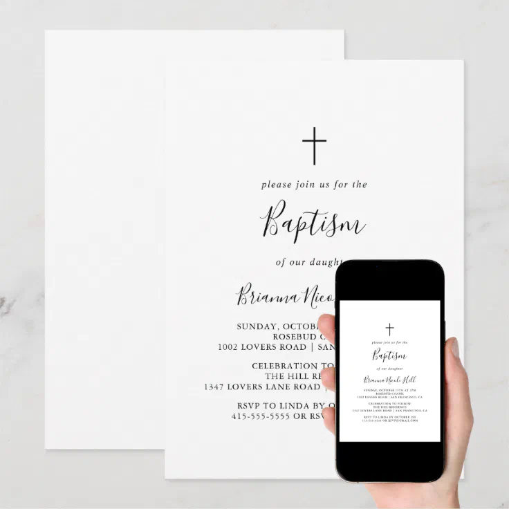 Simple Minimalist Baptism Invitation | Zazzle