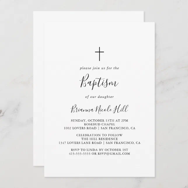 Simple Minimalist Baptism Invitation | Zazzle