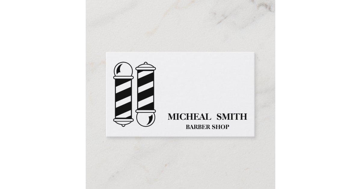 Simple Minimalist Black and White Barber Shop Busi Business Card | Zazzle