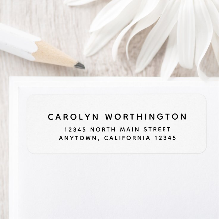 Simple Minimalist Black and White Return Address Label | Zazzle