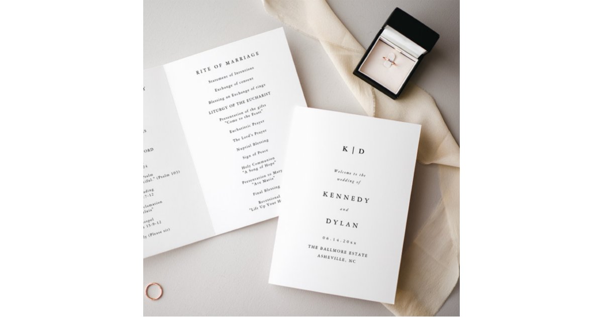Simple Minimalist Black and White Wedding Program | Zazzle