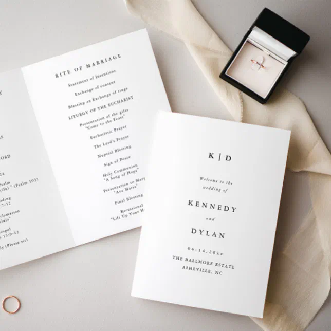 Simple Minimalist Black and White Wedding Program | Zazzle