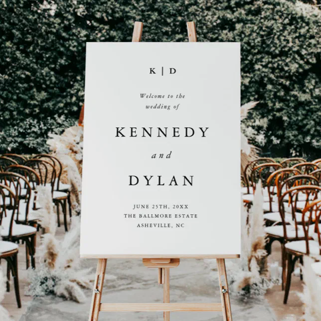 Simple Minimalist Black and White Wedding Welcome Foam Board | Zazzle