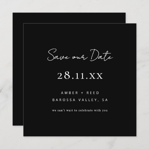 Simple Minimalist Black & White Square Save The Date | Zazzle