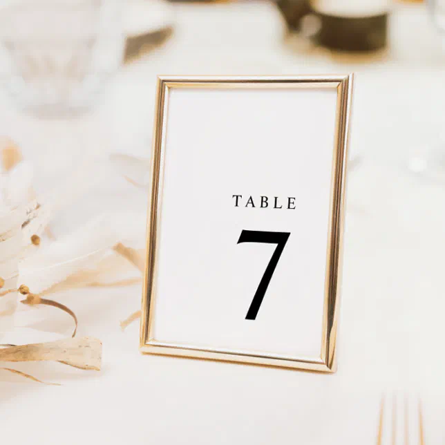 Simple Minimalist Black & White Table Number | Zazzle