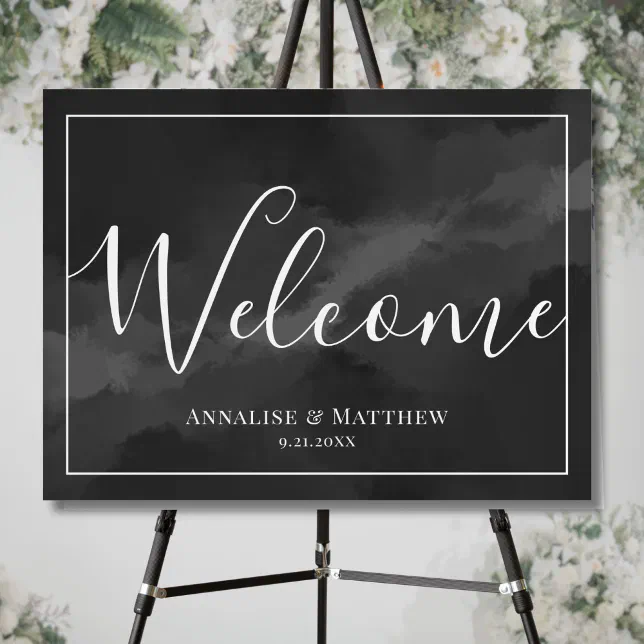 Simple Minimalist Black White Wedding Welcome Foam Board | Zazzle