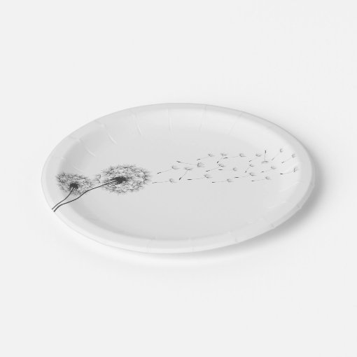 Simple Minimalist Blowing Dandelion | Paper Plate | Zazzle