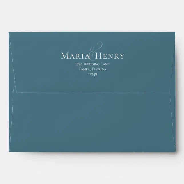 Simple Minimalist Blue Return Address Wedding Envelope | Zazzle