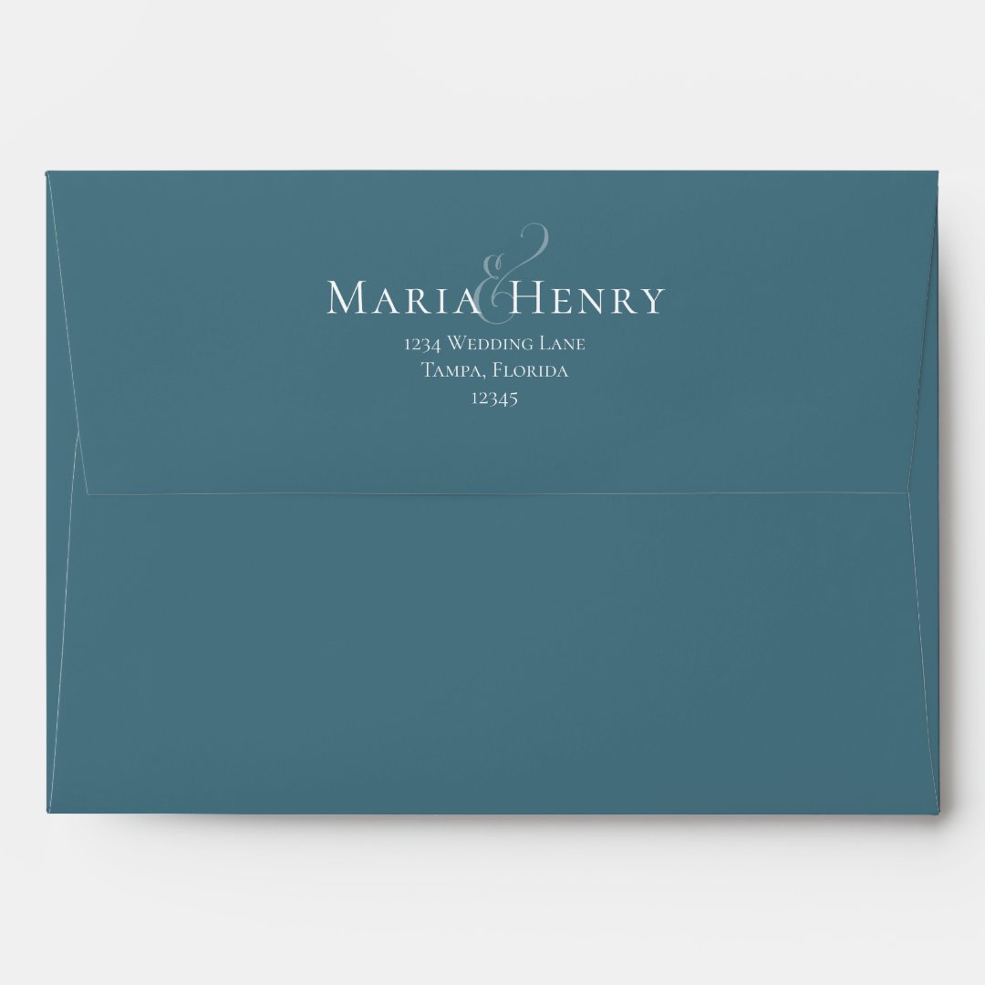Simple Minimalist Blue Return Address Wedding Envelope | Zazzle