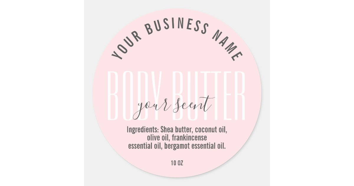 SIMPLE MINIMALIST BLUSH PINK BODY BUTTER CLASSIC ROUND STICKER | Zazzle