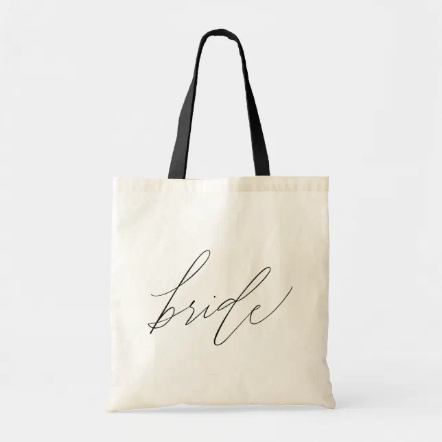 Simple Minimalist Bride Calligraphy Script Tote Bag | Zazzle