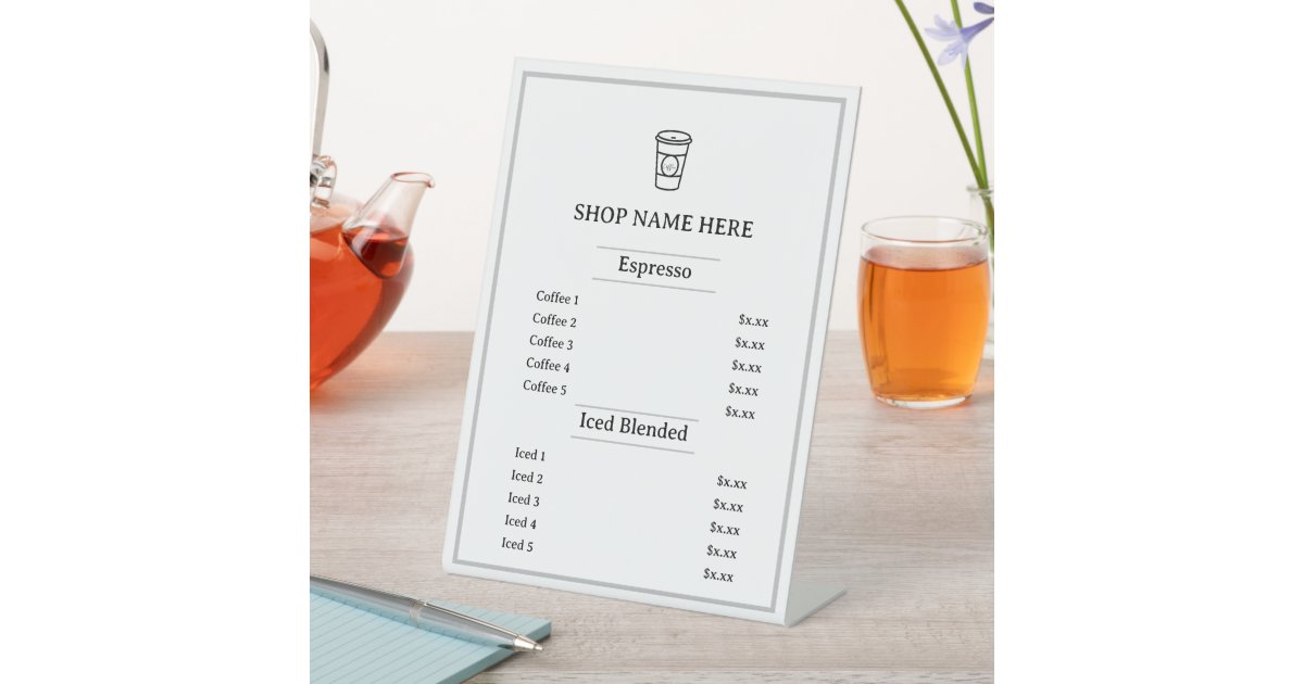 Simple Minimalist Café Just Coffee Menu Pedestal Sign | Zazzle