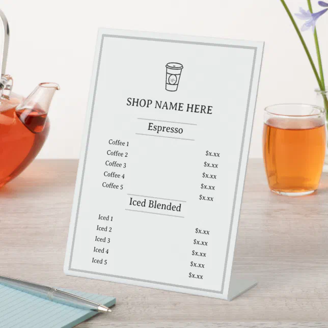 Simple Minimalist Café Just Coffee Menu Pedestal Sign | Zazzle