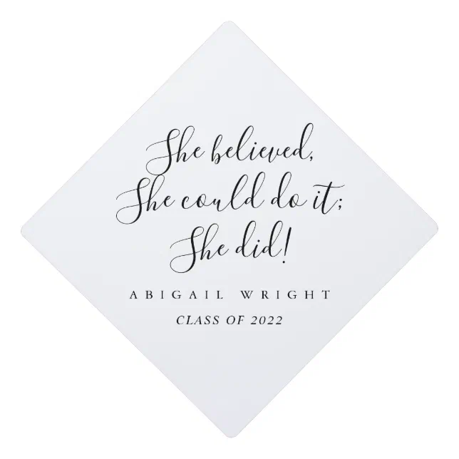 Simple Minimalist Calligraphy Graduate Graduation Cap Topper | Zazzle