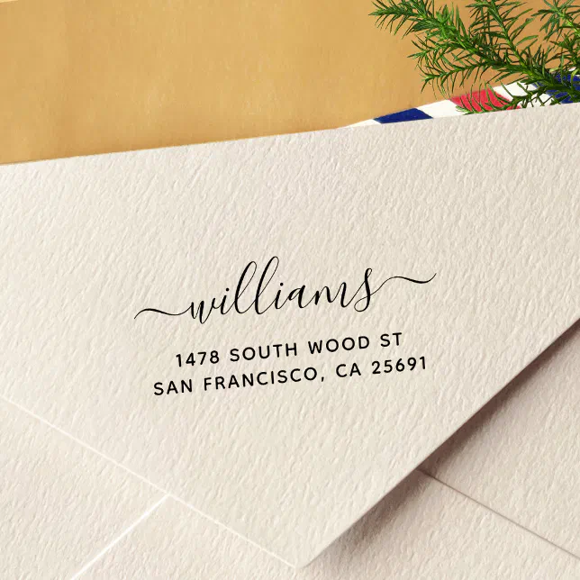 Simple Minimalist Calligraphy Return Address Self- Self-inking Stamp ...