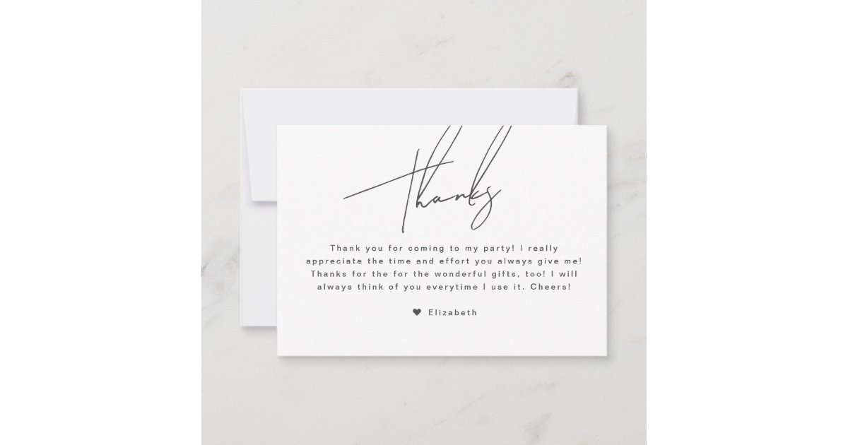 Simple Minimalist Calligraphy Script Thank You Card | Zazzle