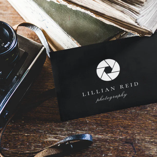 Simple Minimalist Camera Shutter Logo Business Card | Zazzle