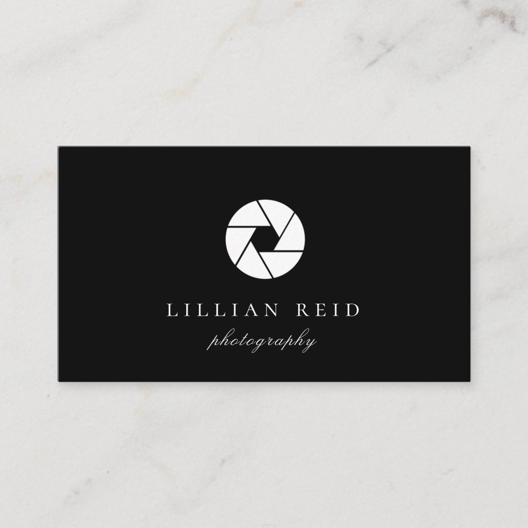 Simple Minimalist Camera Shutter Logo Business Card | Zazzle