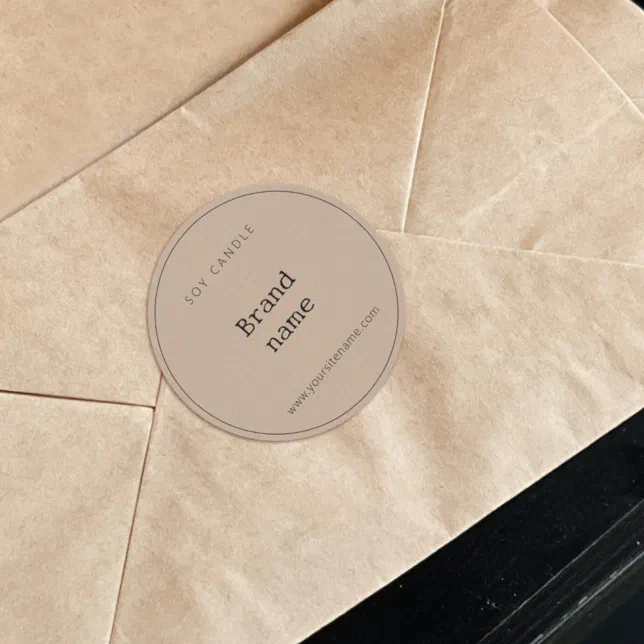 Simple Minimalist Carton Kraft Candle Package Classic Round Sticker ...