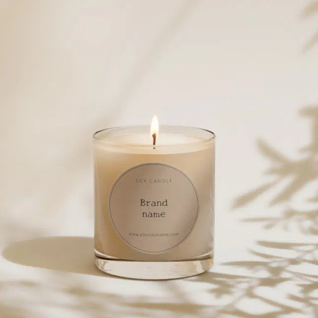 Simple Minimalist Carton Kraft Candle Package Classic Round Sticker ...