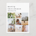 Simple Minimalist Christmas Family Photo Collage Holiday Postcard | Zazzle