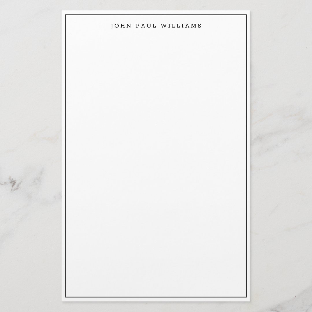 Simple Minimalist Classic Black Thin Border Frame Stationery | Zazzle