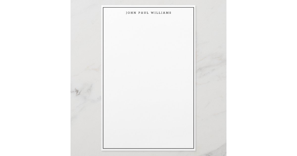 Simple Minimalist Classic Black Thin Border Frame Stationery | Zazzle